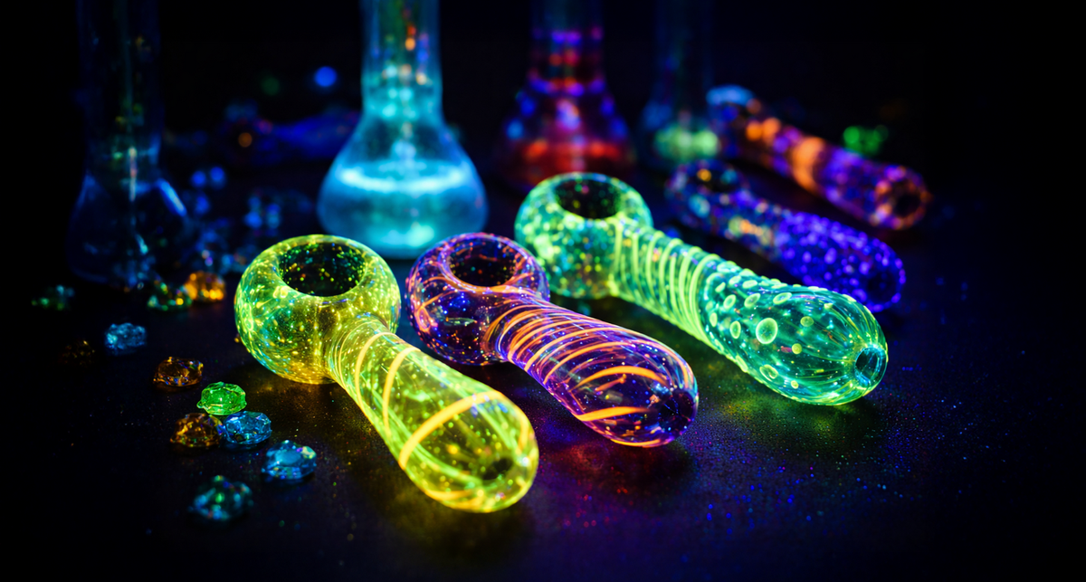 UV Reactive Glass Pipes: Glowing Blacklight Smoking Accessories