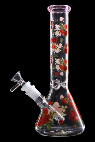 10" Flower Decal Beaker Bong