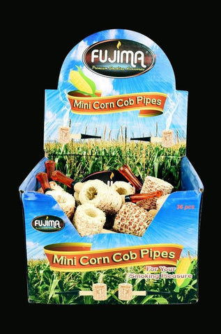 Fujima Mini Corn Cob Pipes - 36 Pack | Wood Smoking Pipes