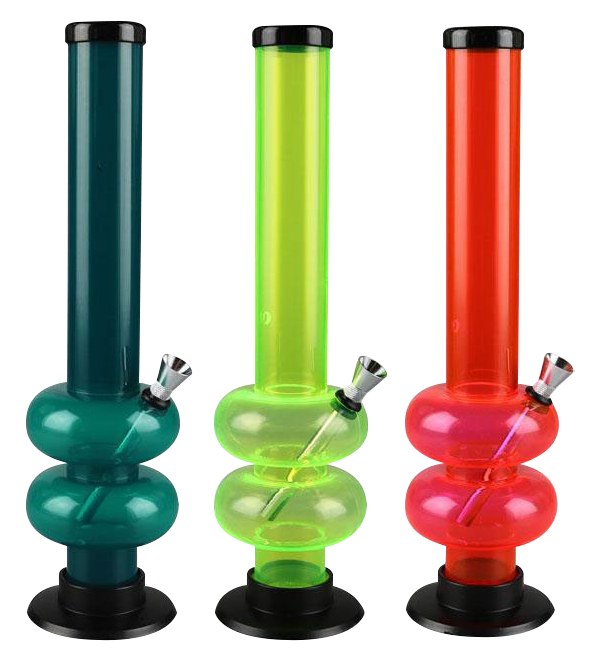 Acrylic Double Bubble Base Water Pipe - Durable & Colorful