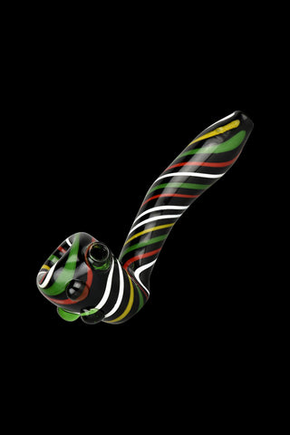 Smoke Cartel Rasta Candy Cane Hand Pipe - Black Glass
