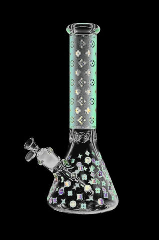 Floral Diamond Water Pipe - Designer Glass Piece
