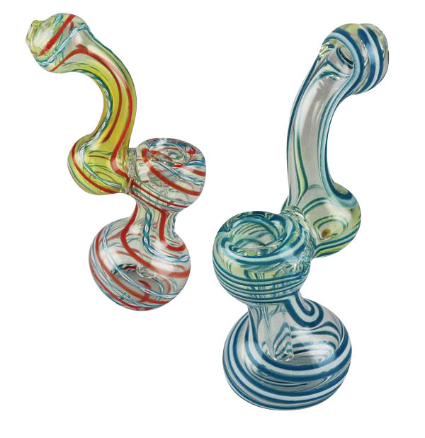 Swirl Stripped Mini Bubbler Glass Pipe