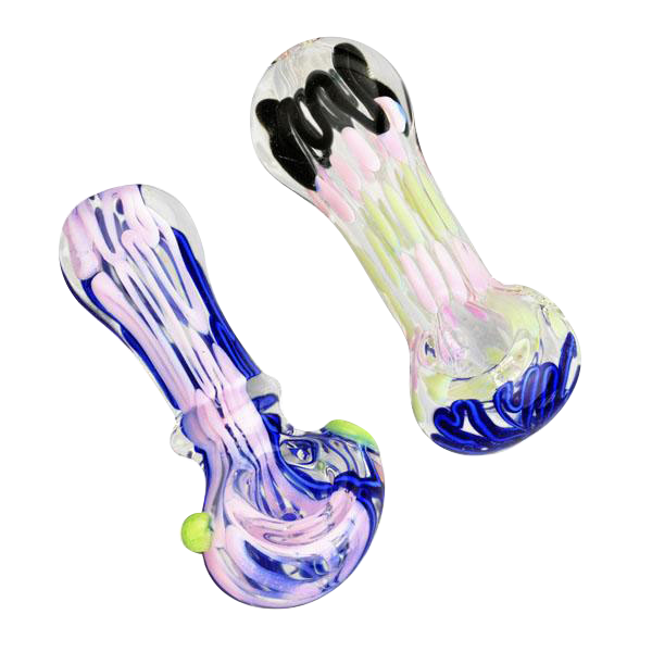 Worked Slime Strands Hand Pipe - 3.5" | Colors Vary