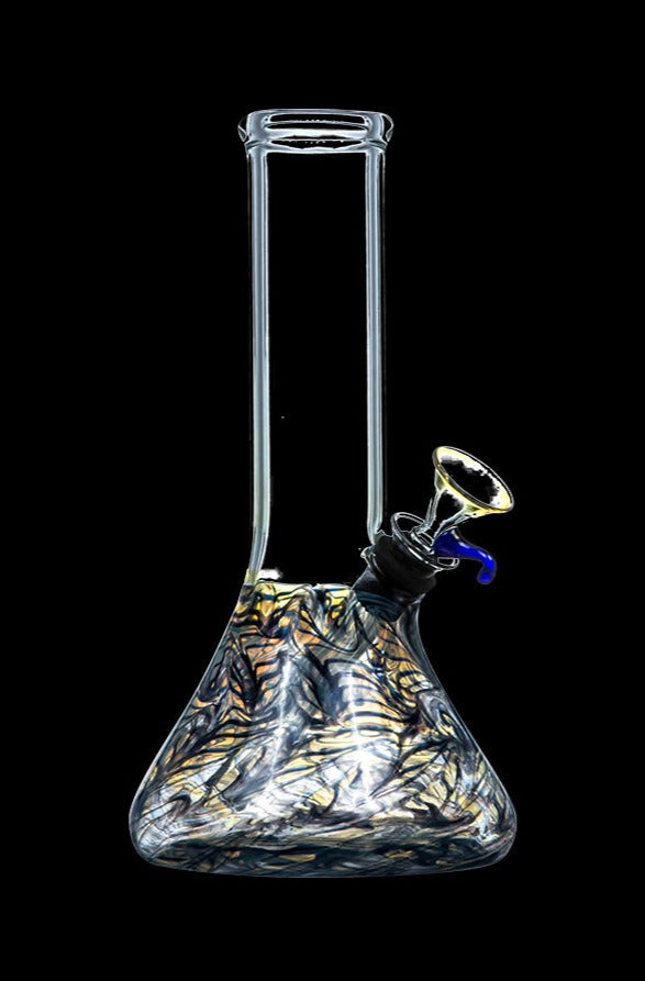 DankStop Raked Beaker Water Pipe - Thick Boro Glass - Ice Catcher - Flared Mouthpiece