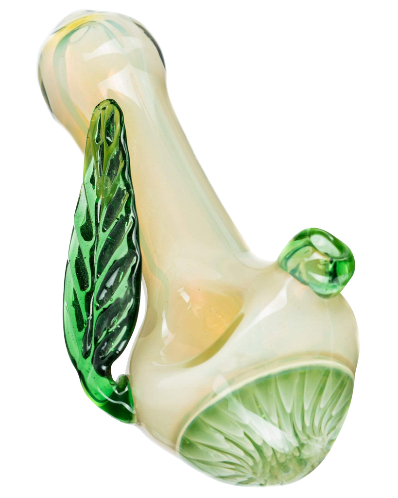 Leafy Green Mushroom Milli Spoon Pipe - Worked Glass Artistry